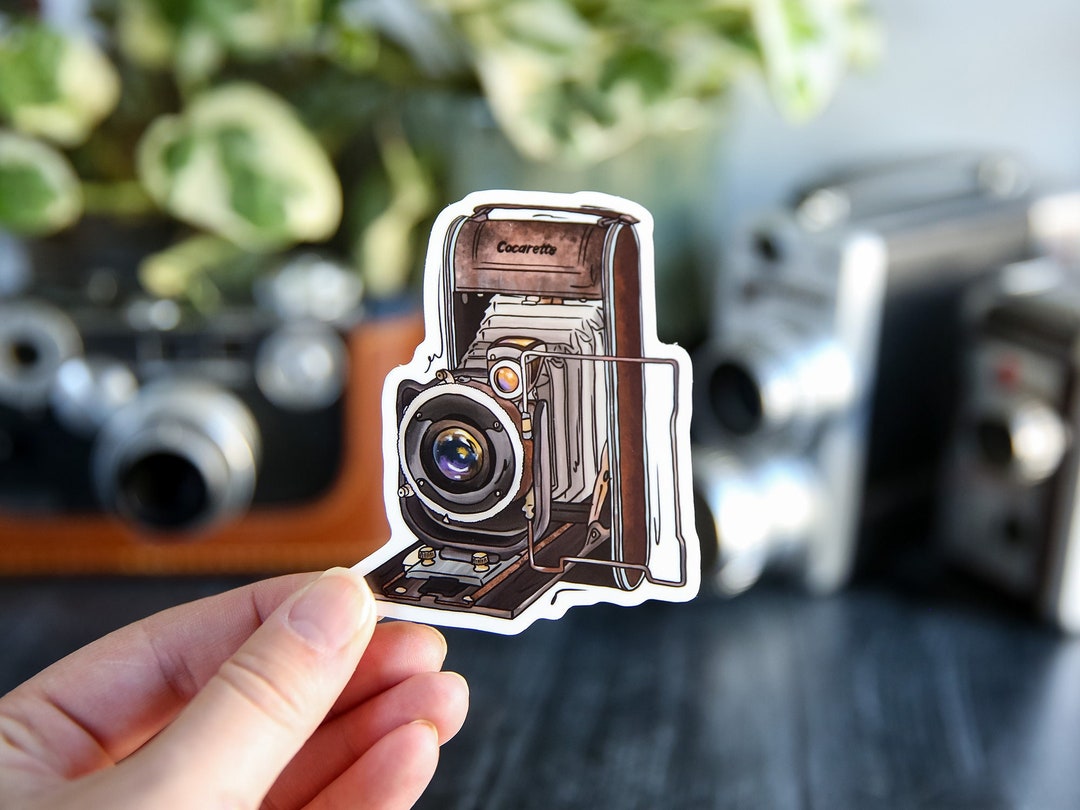 Antique Camera Cocarette Vinyl Sticker, Vintage Brown Camera,sticker ...