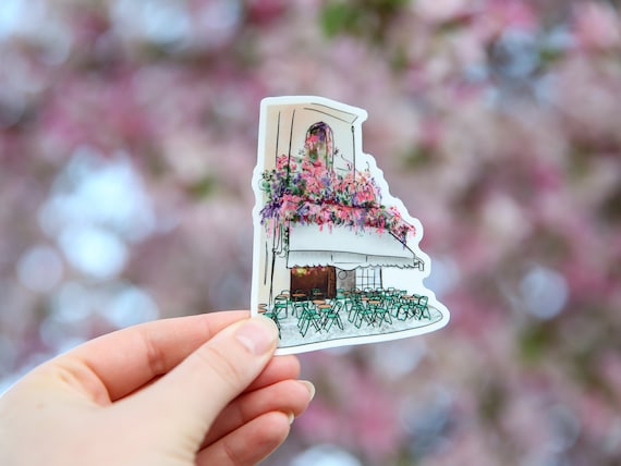 Paris Cafe Sticker Paris Sticker Pink Flower Stickers - Etsy