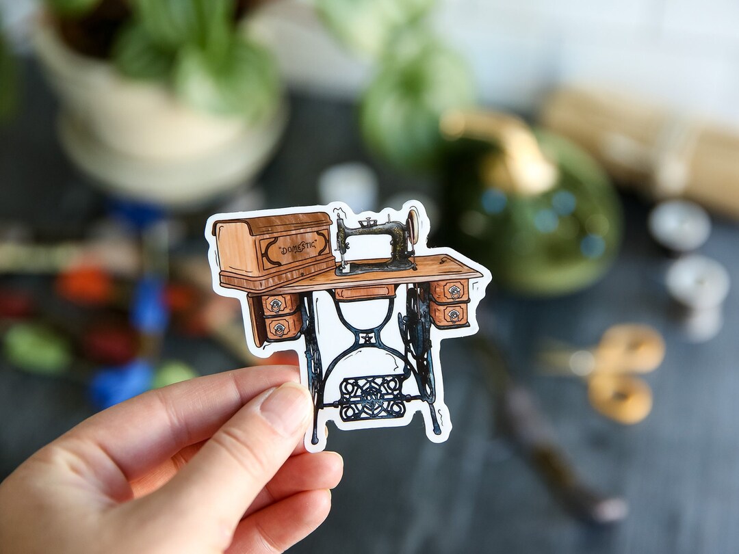 Antique Sewing Machine Sticker, Domestic Sewing Machine, Sewing Sticker ...