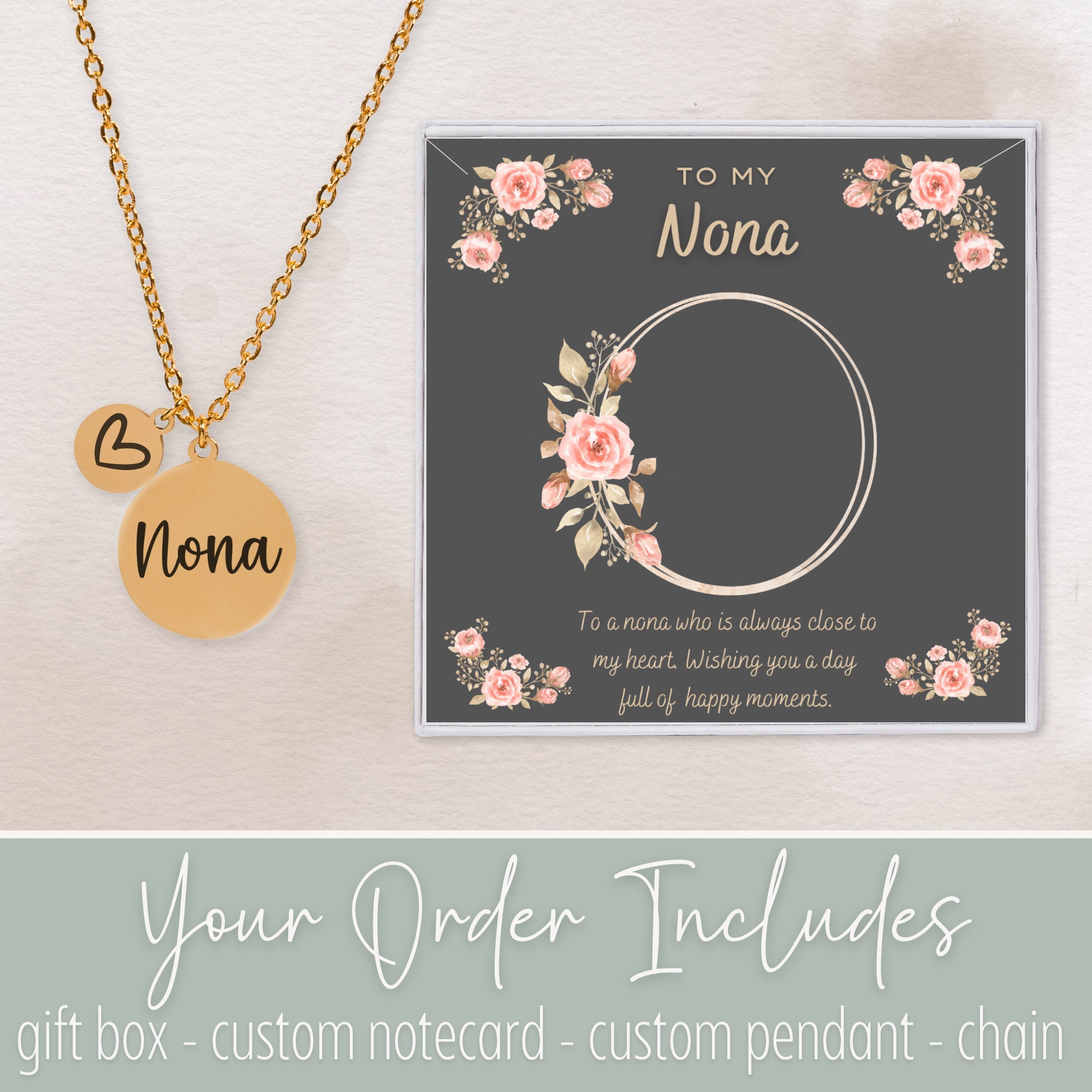 Nona Necklace Gift for Mother's Day Nona Custom Pendant Necklace Nona ...
