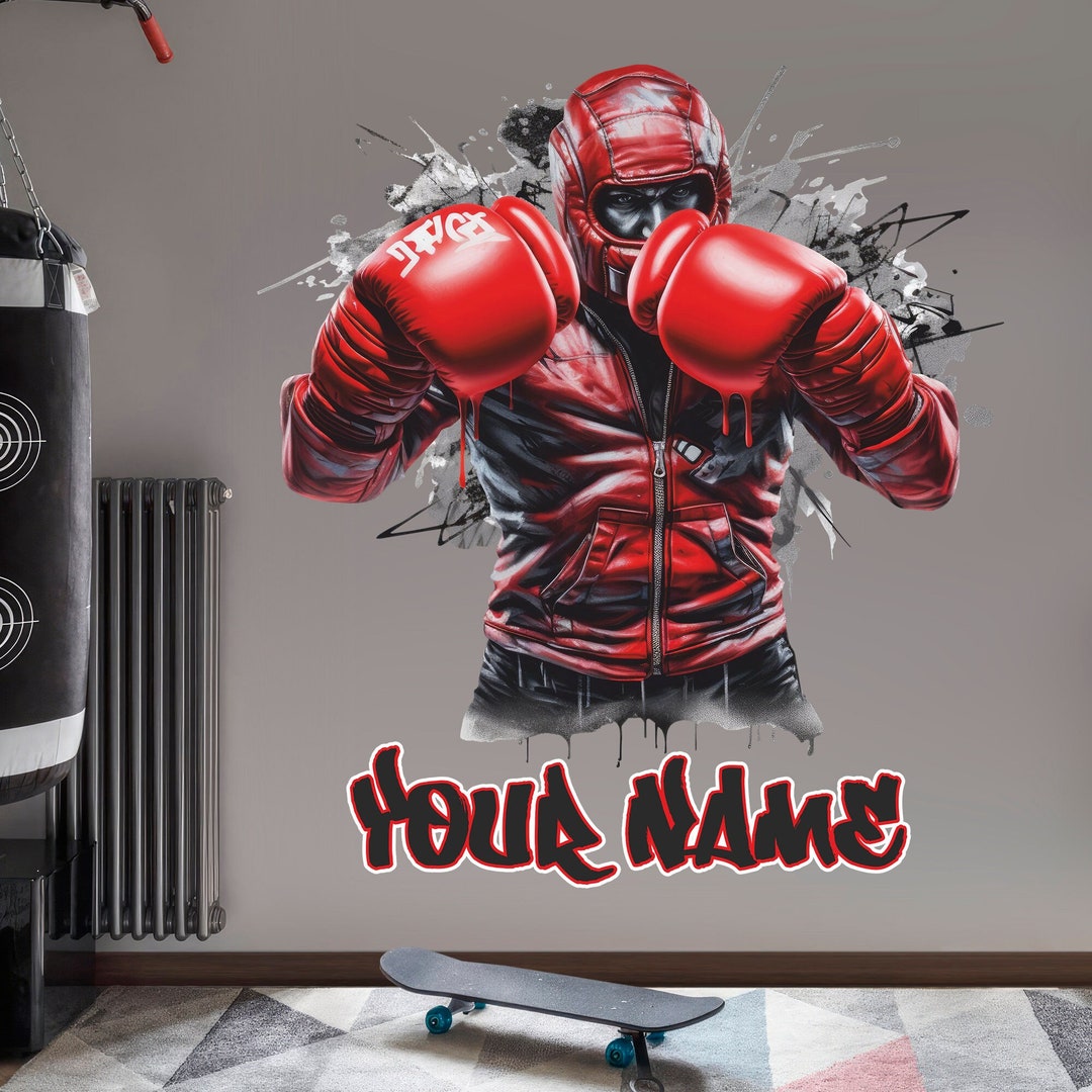 Boxing 3D Wall Decal, Boxer Wall Sticker, Sport, Personalization, Wall ...