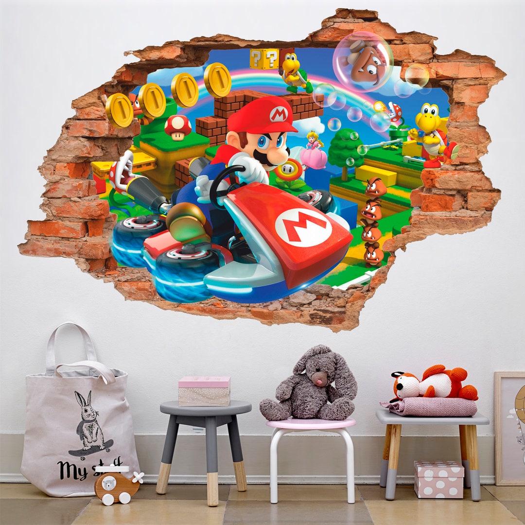 Videogames 3D Wall Decal, Kart Wall Sticker, Wall Tattoo, Wall Art ...