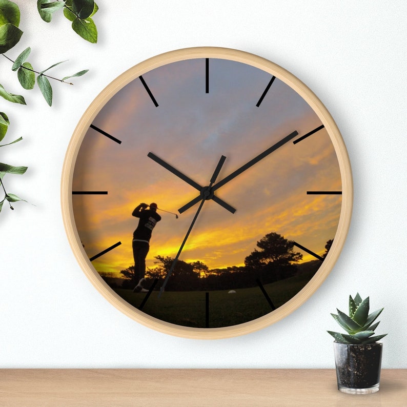 Wooden Golf Wall Clock, Modern Golf Photo Clock, Golfing Wall Decor ...