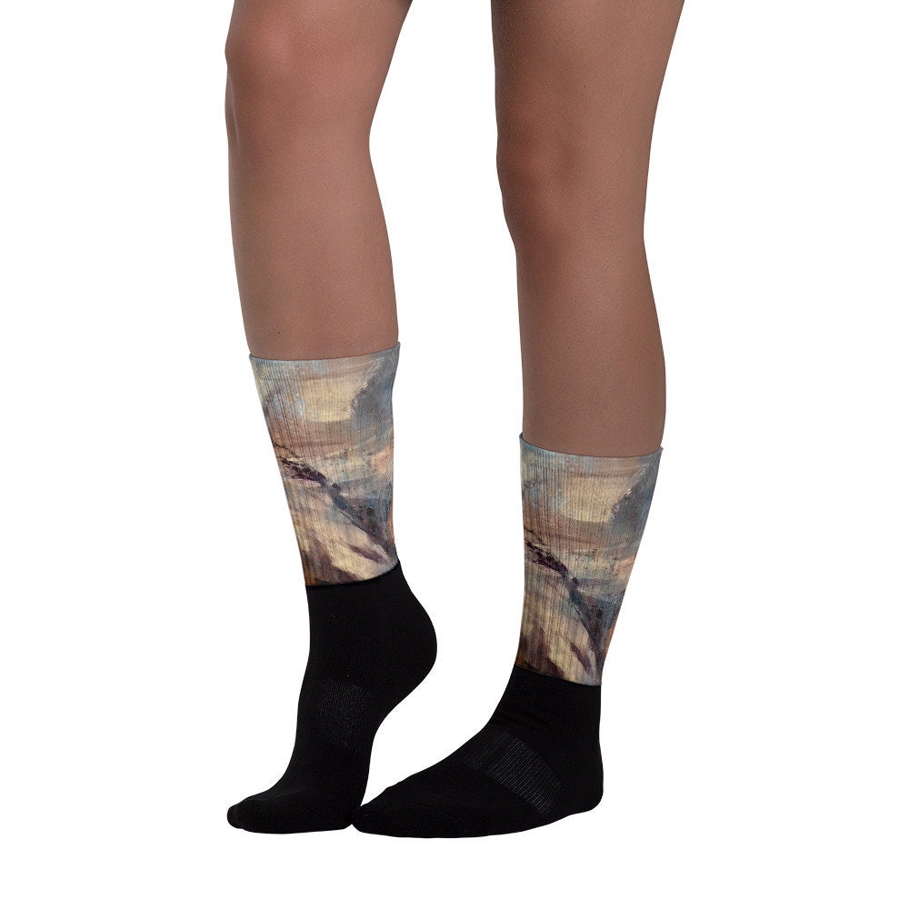 Earthy Art Print Socks, Earth Tones Abstract Art Socks, Fun Socks for ...
