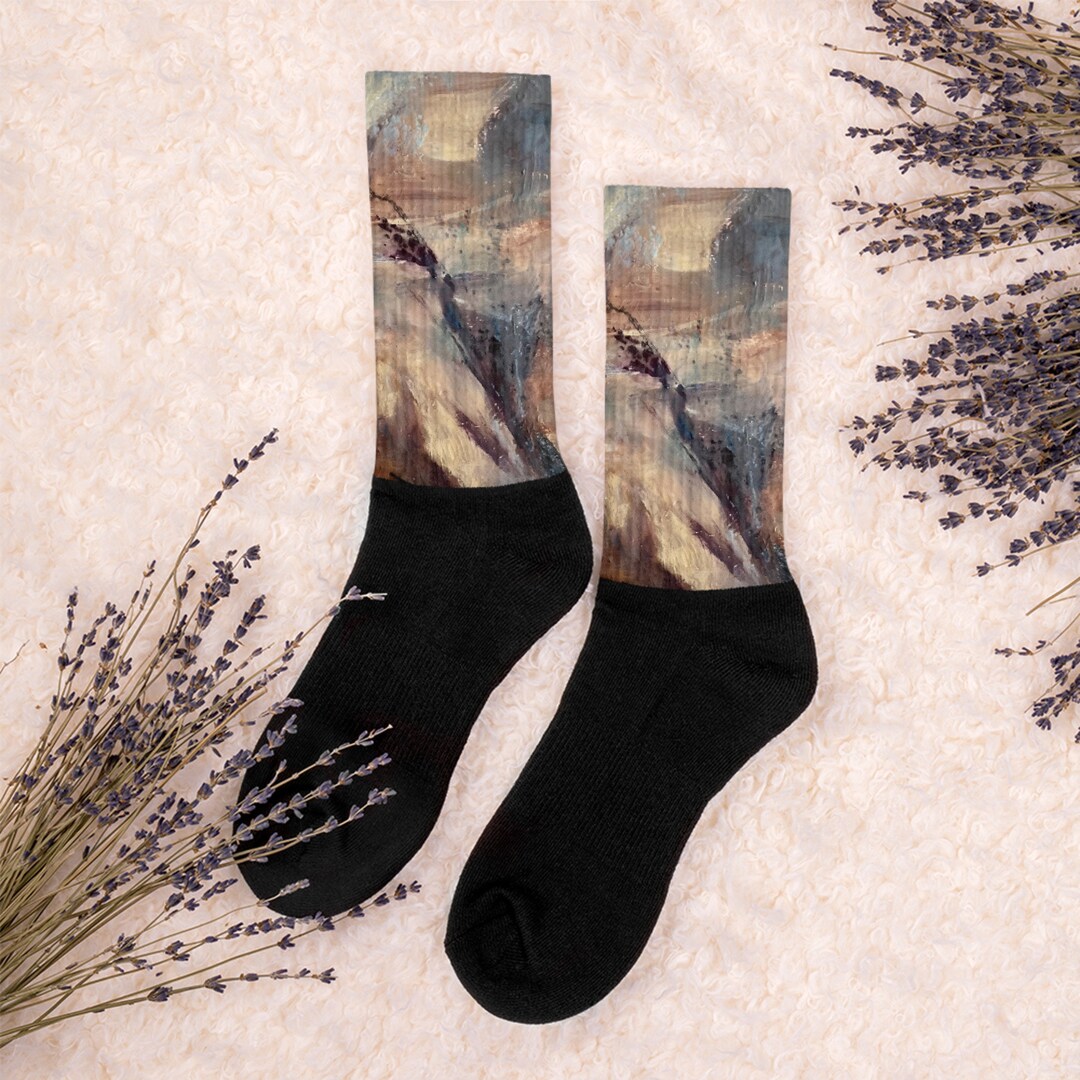 Earthy Art Print Socks, Earth Tones Abstract Art Socks, Fun Socks for ...
