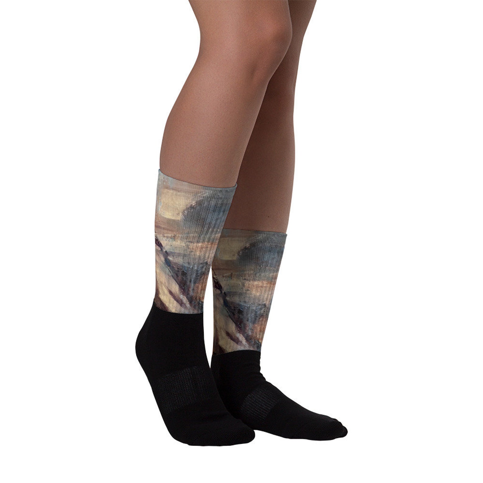 Earthy Art Print Socks, Earth Tones Abstract Art Socks, Fun Socks for ...