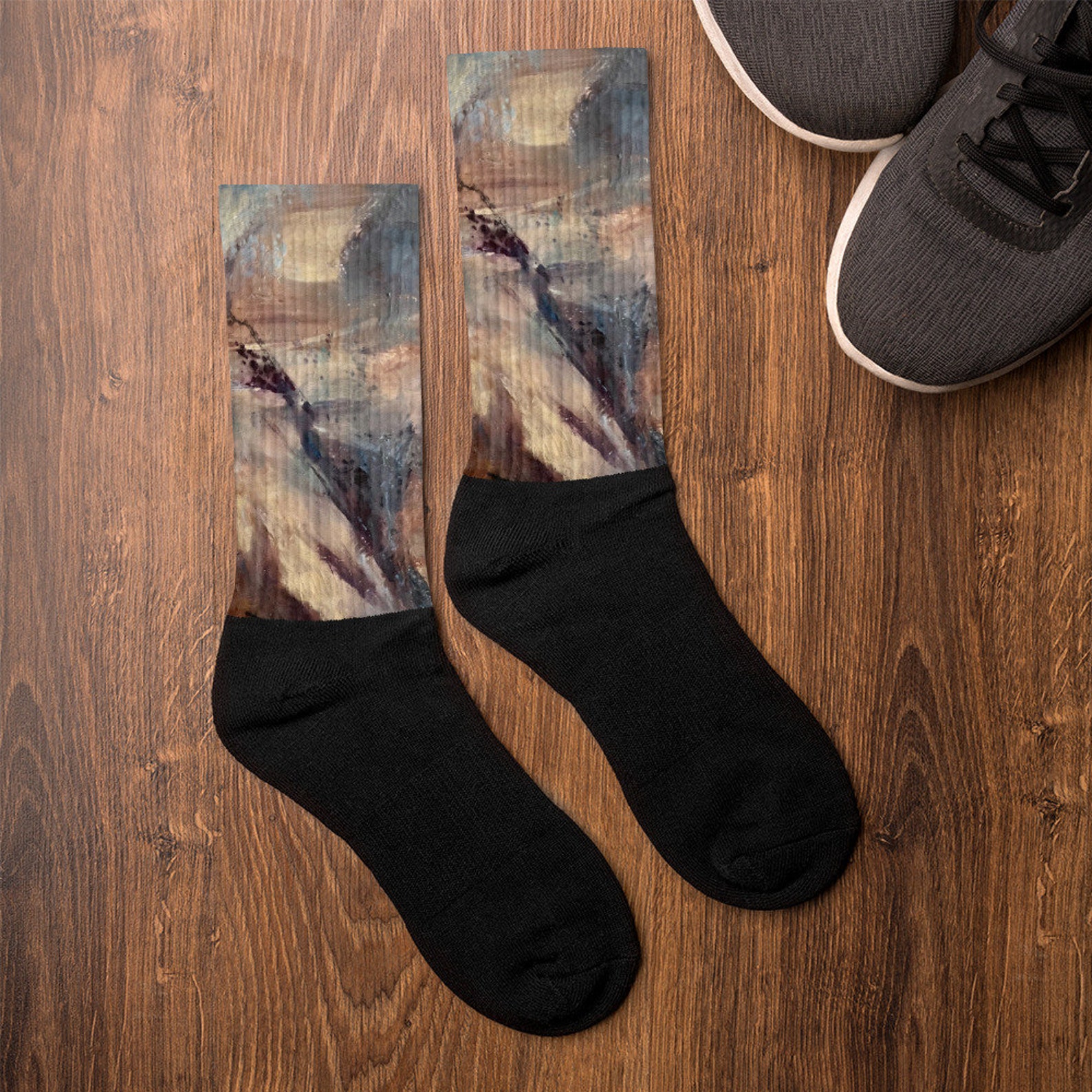 Earthy Art Print Socks, Earth Tones Abstract Art Socks, Fun Socks for ...