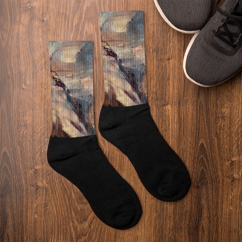 Earthy Art Print Socks, Earth Tones Abstract Art Socks, Fun Socks for ...