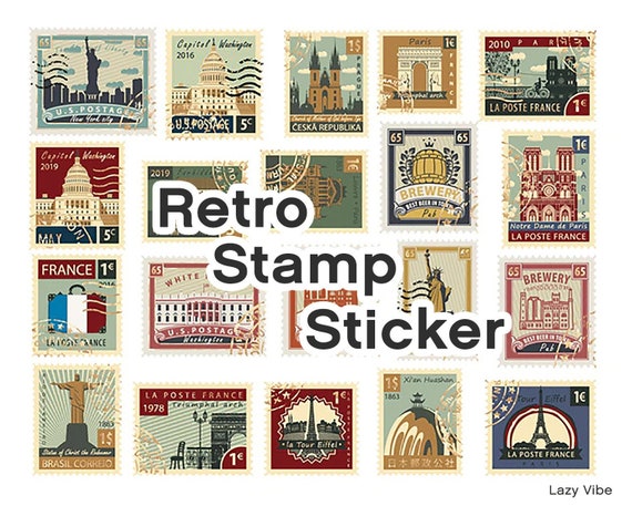 20 Pieces Retro Stamps Mini Paper Label Stickers for - Etsy