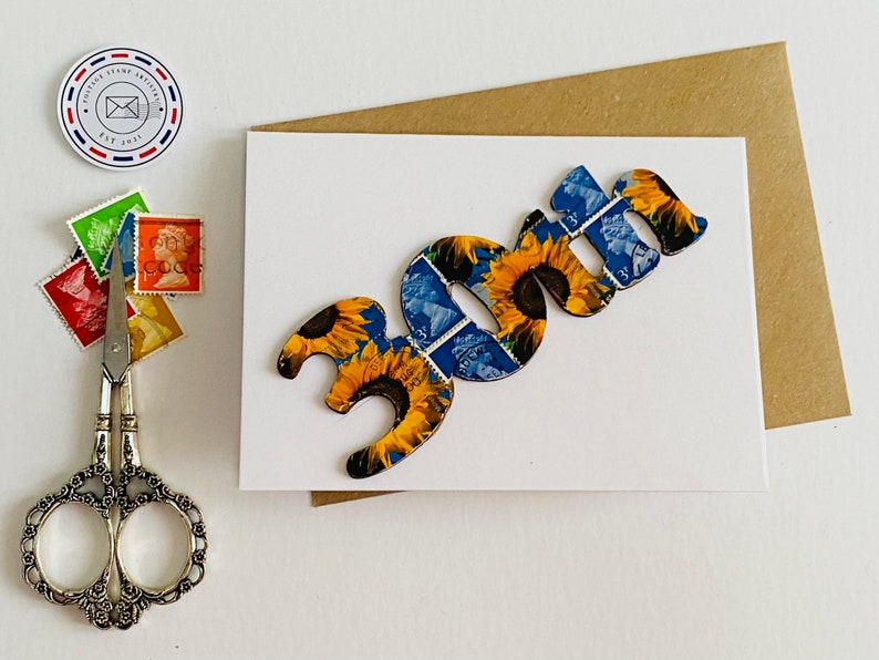 30th Birthday Card/ Postage Stamp Birthday Card/30th/handmade/vintage ...