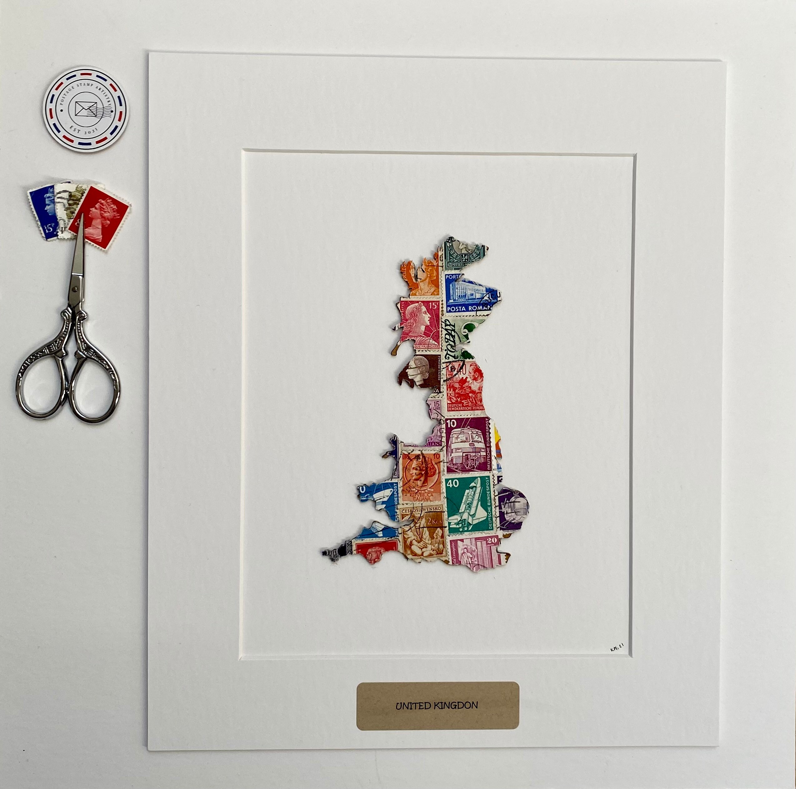 Postage Stamp Map of Uk/uk/country Map of United - Etsy