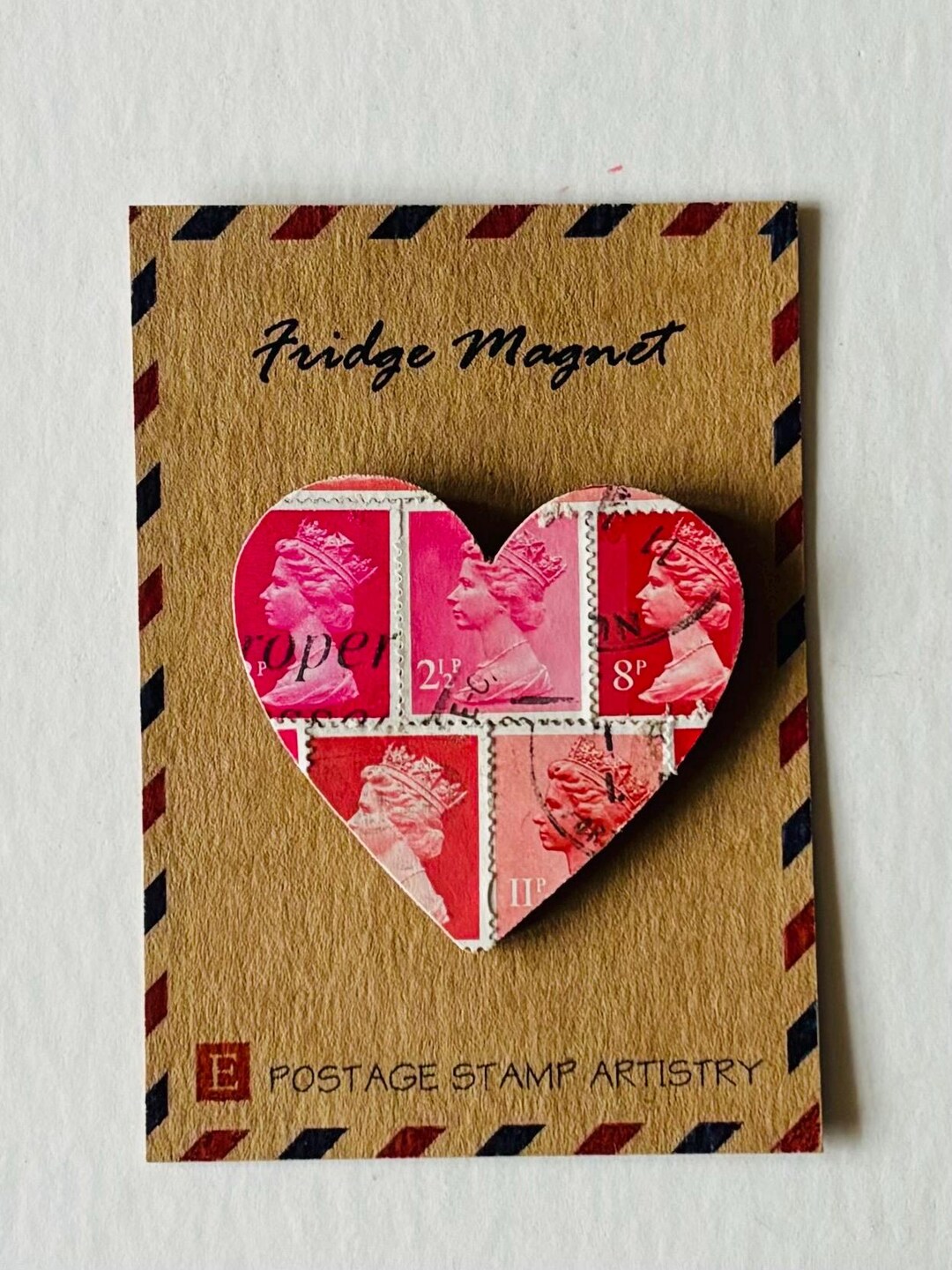 A Beautiful Heart in GB Postage Stamps Fridge Magnet/love/various ...