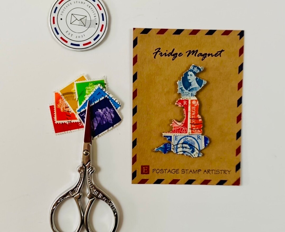 UK Map Fridge Magnet/country Map/handmade/postage Stamp Fridge Magnets ...