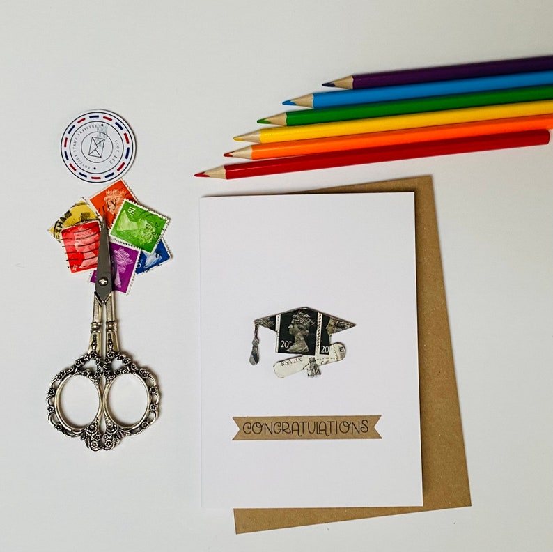 Postage Stamp Graduation Card/congratulations/blank Card/handmade ...