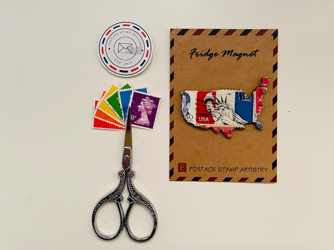 USA Map Fridge Magnet/country Map/handmade/postage Stamp Fridge Magnets ...