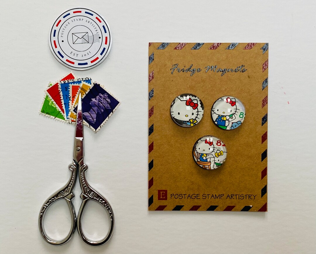 3 Pack of Hello Kitty Postage Stamp Fridge Magnets/3 Different - Etsy
