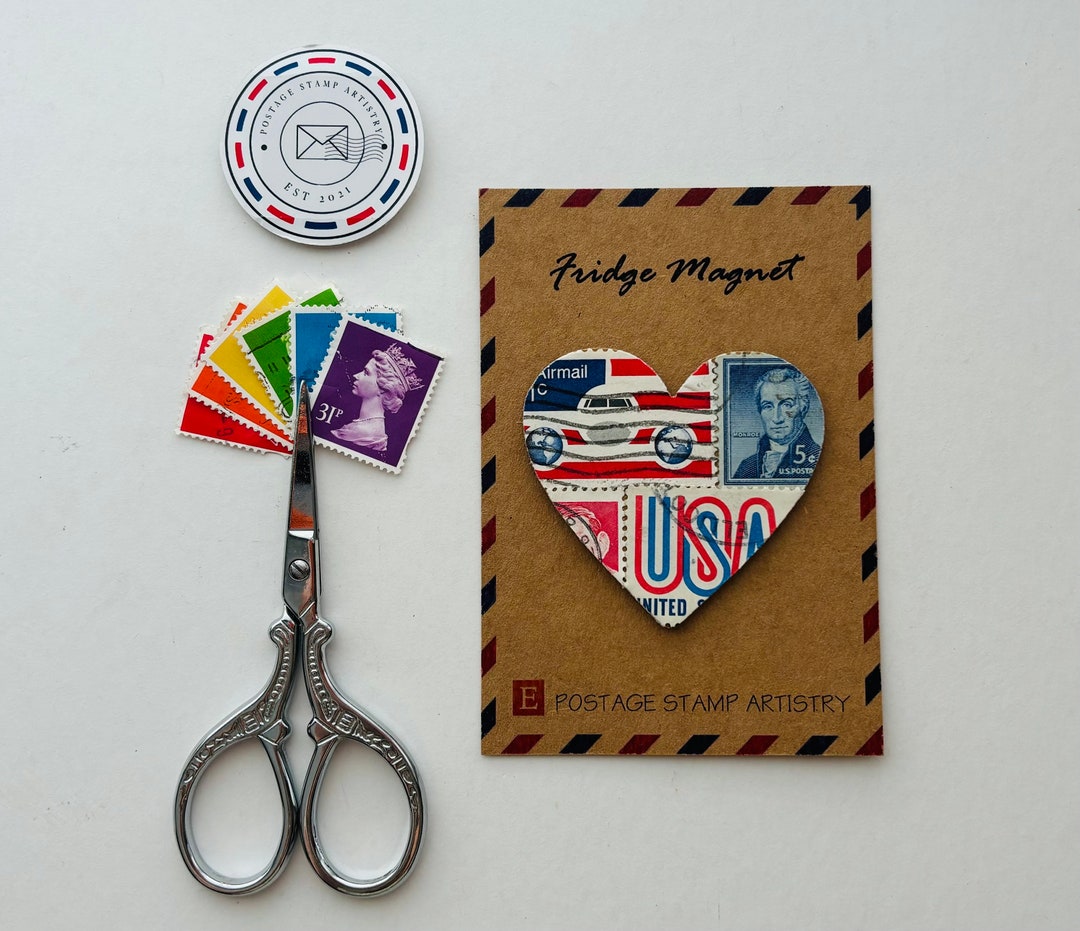USA Postage Stamp Heart Fridge Magnet/italia/handmade/postage Stamp ...