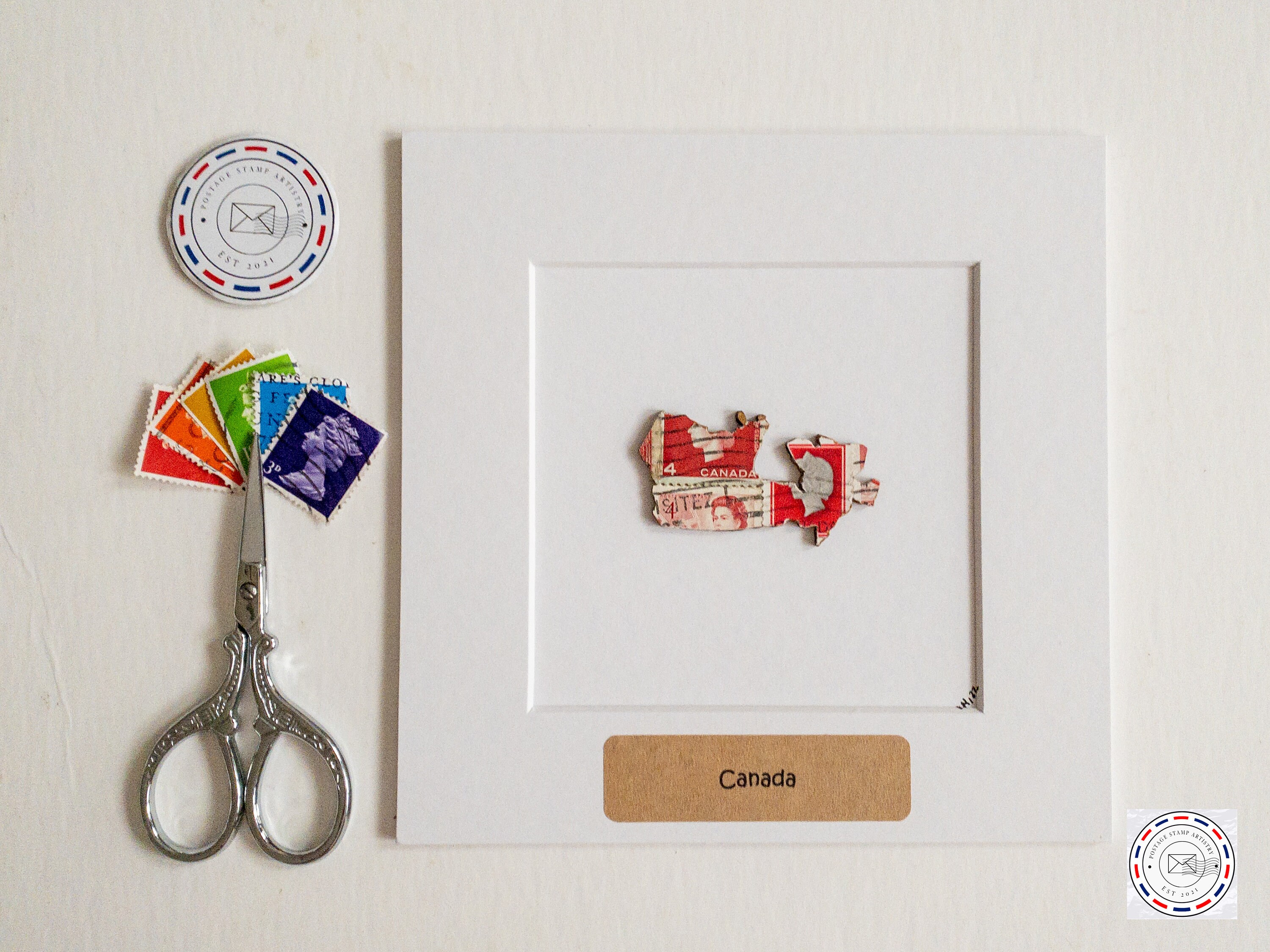 Postage Stamp Map of Canada/canadian Postage Stamps/country Map/map of ...