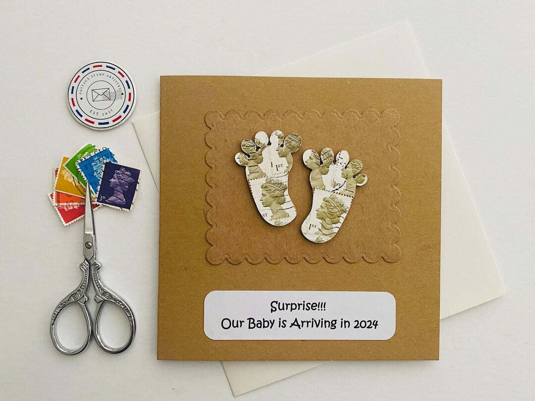 Postage Stamp Baby Announcement Card/pregancy Announcement Card ...