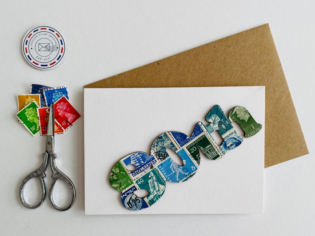 Postage Stamp 80th Birthday Card/80th/handmade/vintage Postage Stamp ...