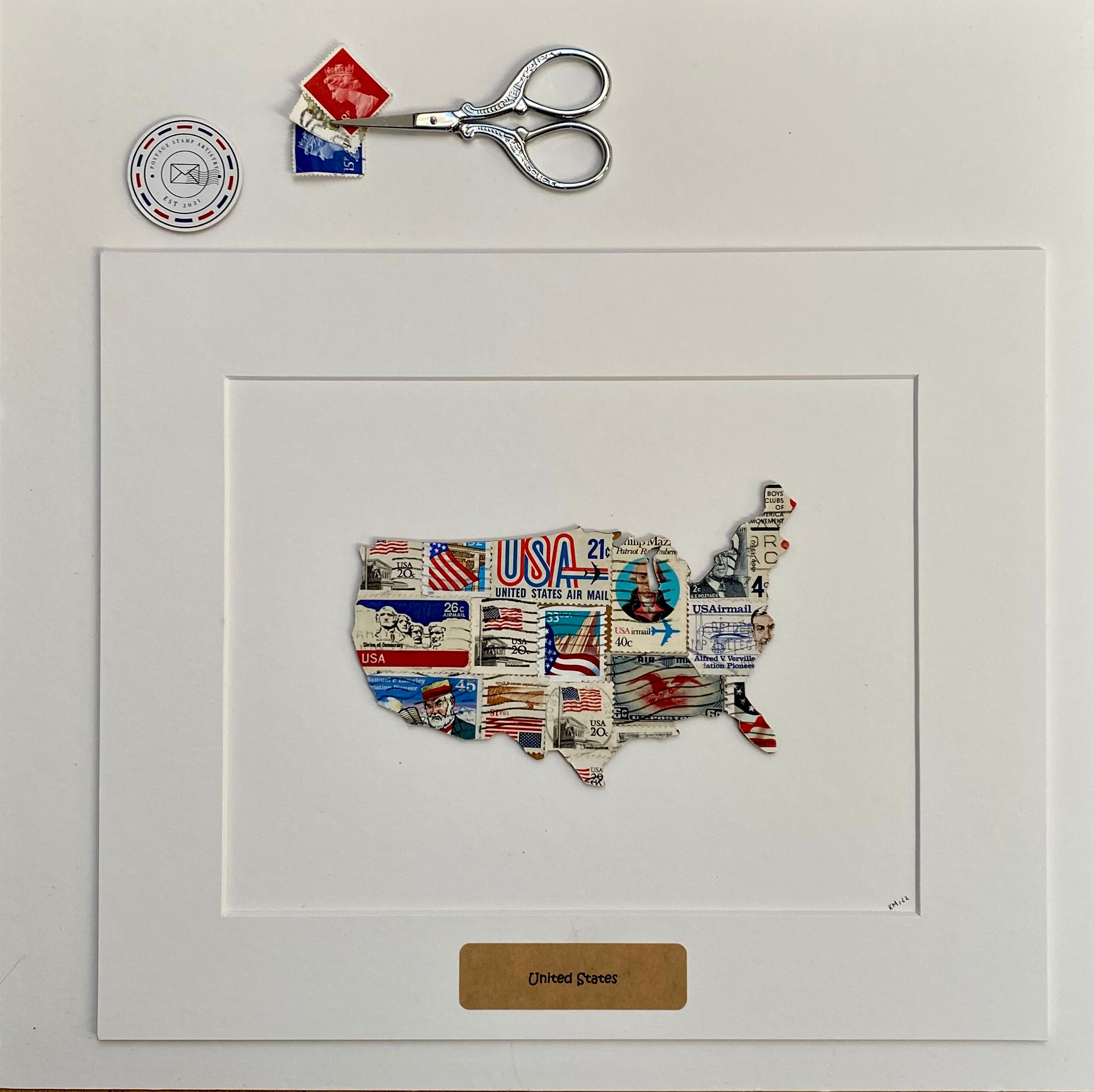 Postage Stamp Map of Usa/america/country Map of Usa/united States ...