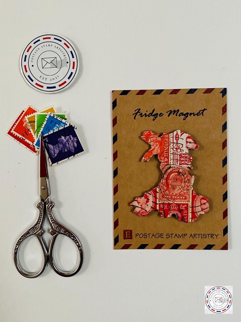 Wales Map Fridge Magnet/country Map/handmade/postage Stamp - Etsy