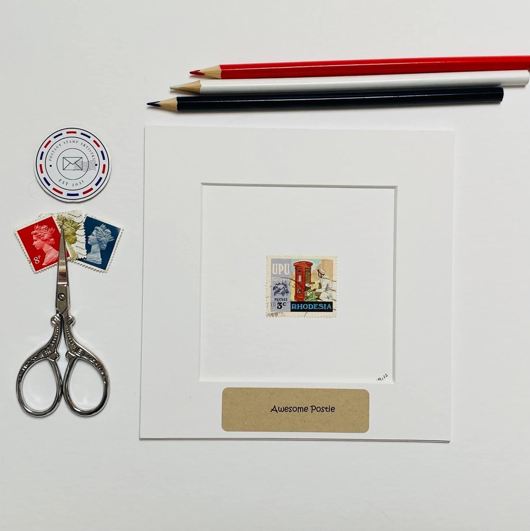 Postage Stamp Postman/awesome Postman/handmade/vintage Postage Stamp ...