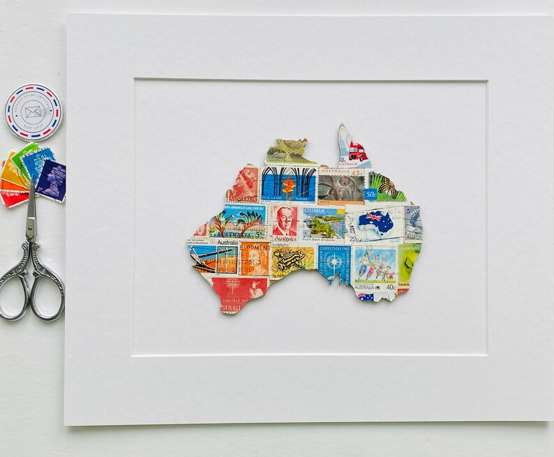 Postage Stamp Map of Australia/aussie/australian Postage Stamps ...