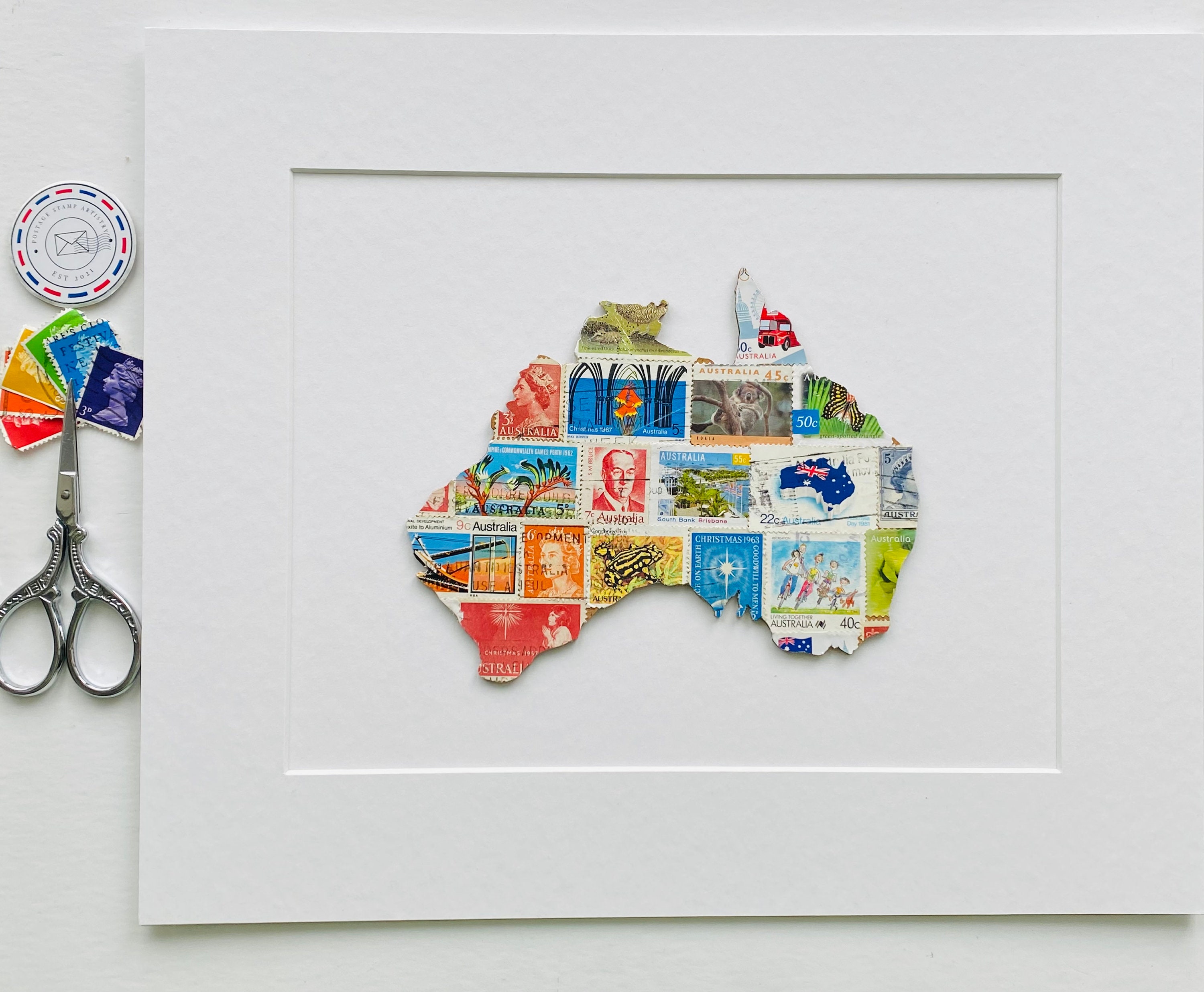 Postage Stamp Map of Australia/aussie/australian Postage Stamps ...