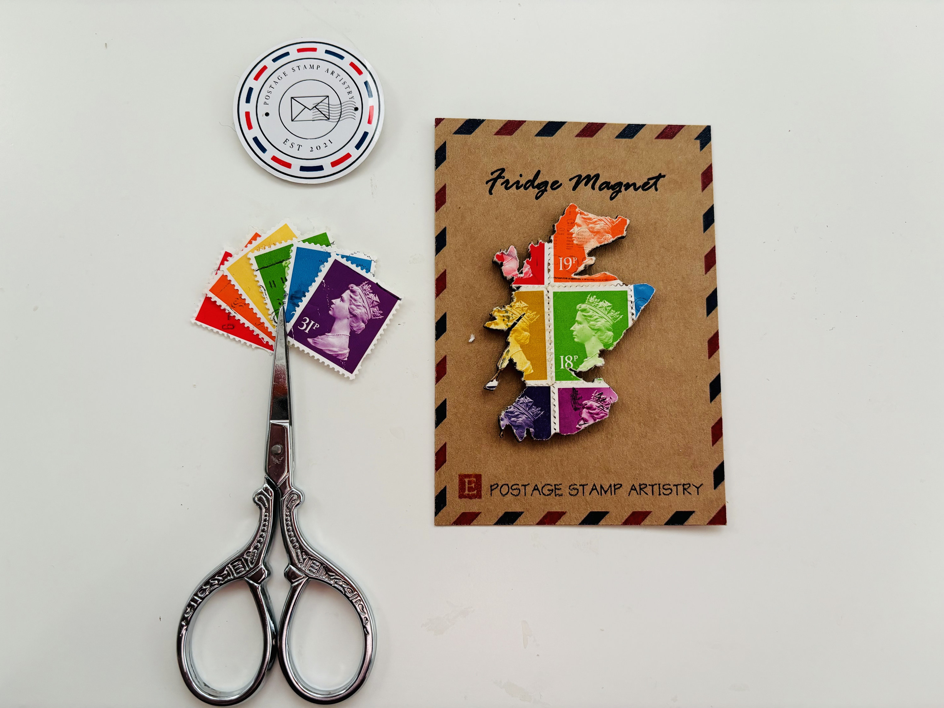 Scotland Map Fridge Magnet/country Map/handmade/postage Stamp Fridge ...