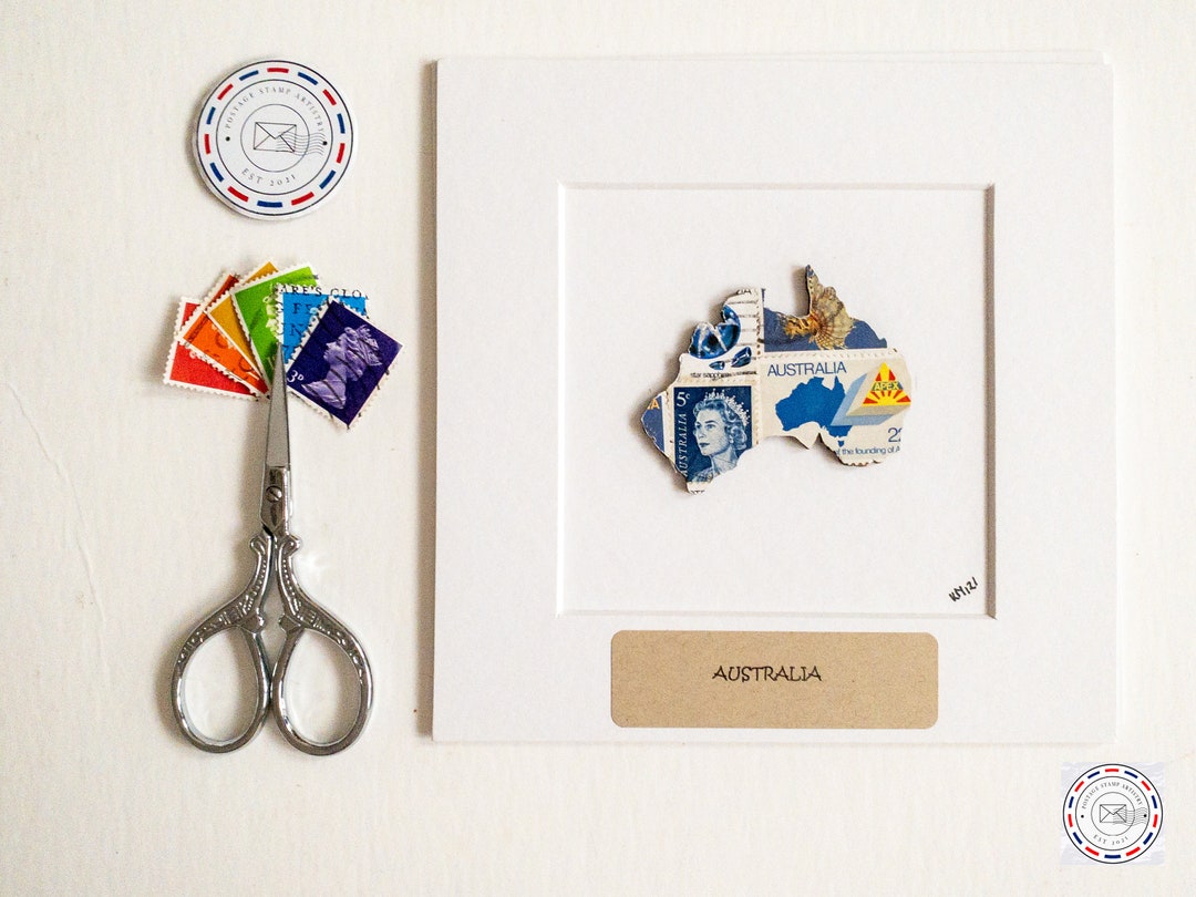 Postage Stamp Map of Australia/australian Postage Stamps/country Map ...