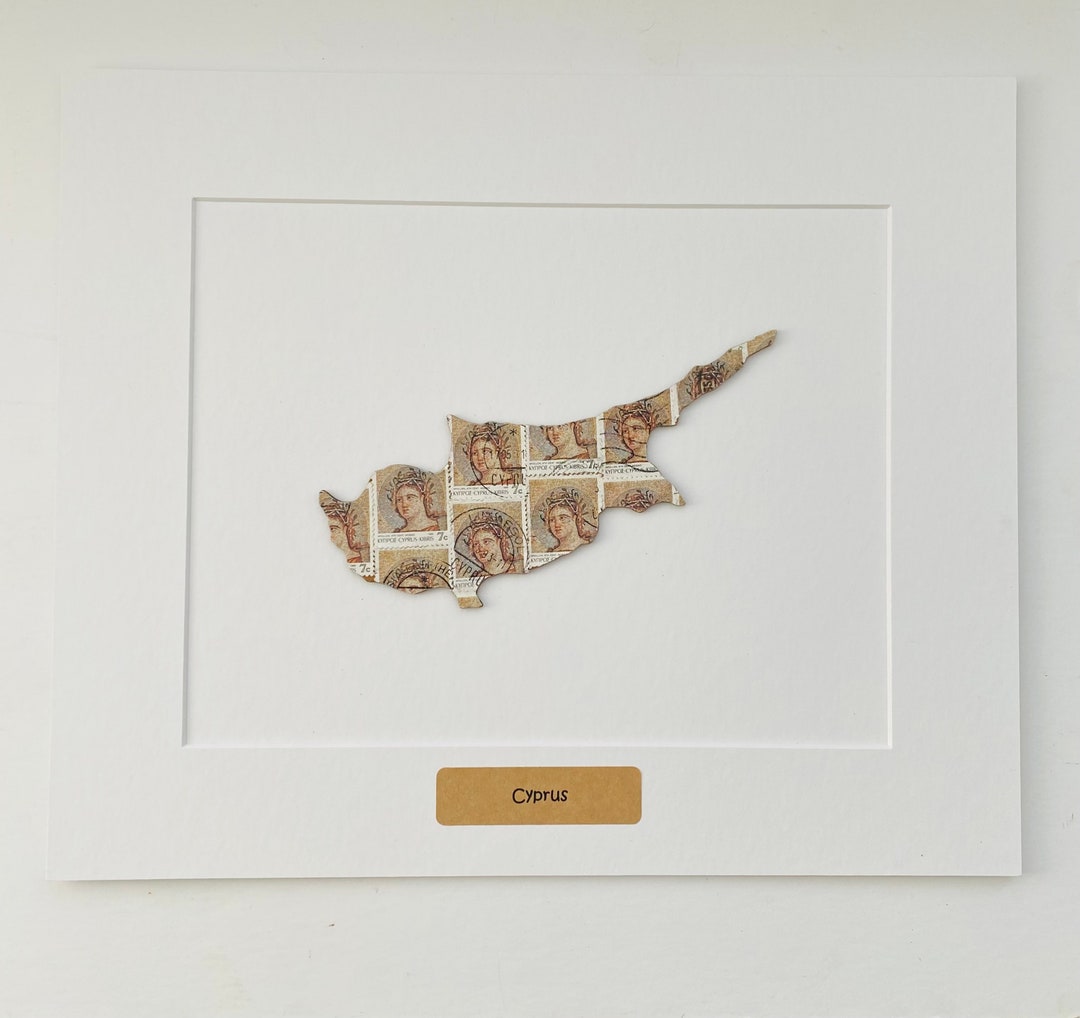 Postage Stamp Map of Cyprus/republic of Cyprus/country Map of Cyprus ...