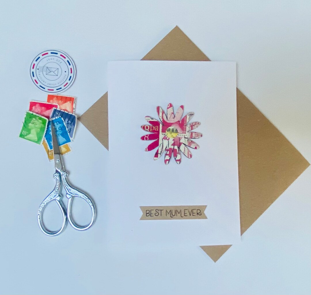Postage Stamp Best Mum Ever Card/happy Birthday/flower/daisy Card ...