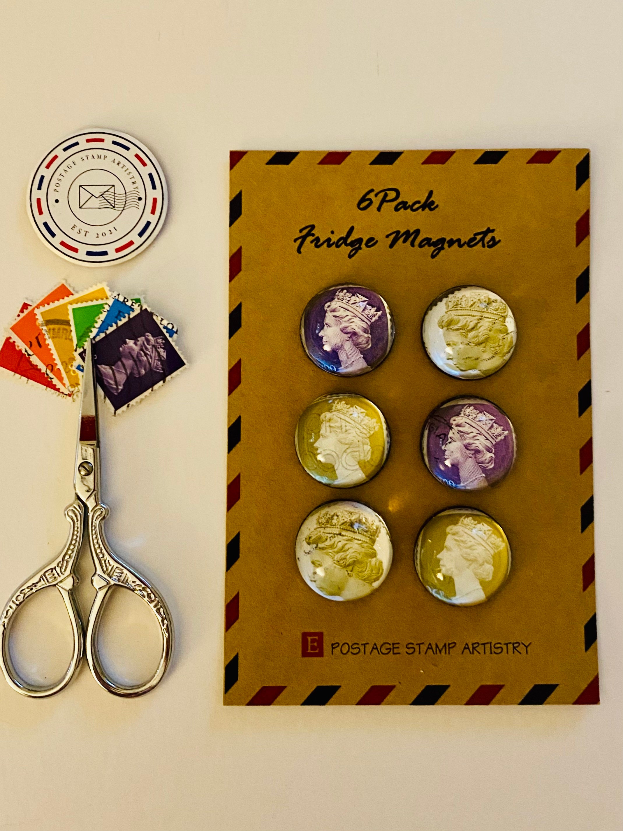 6 Pack GB Stamps Fridge Magnets/vibrant Colours/noticeboard or - Etsy UK