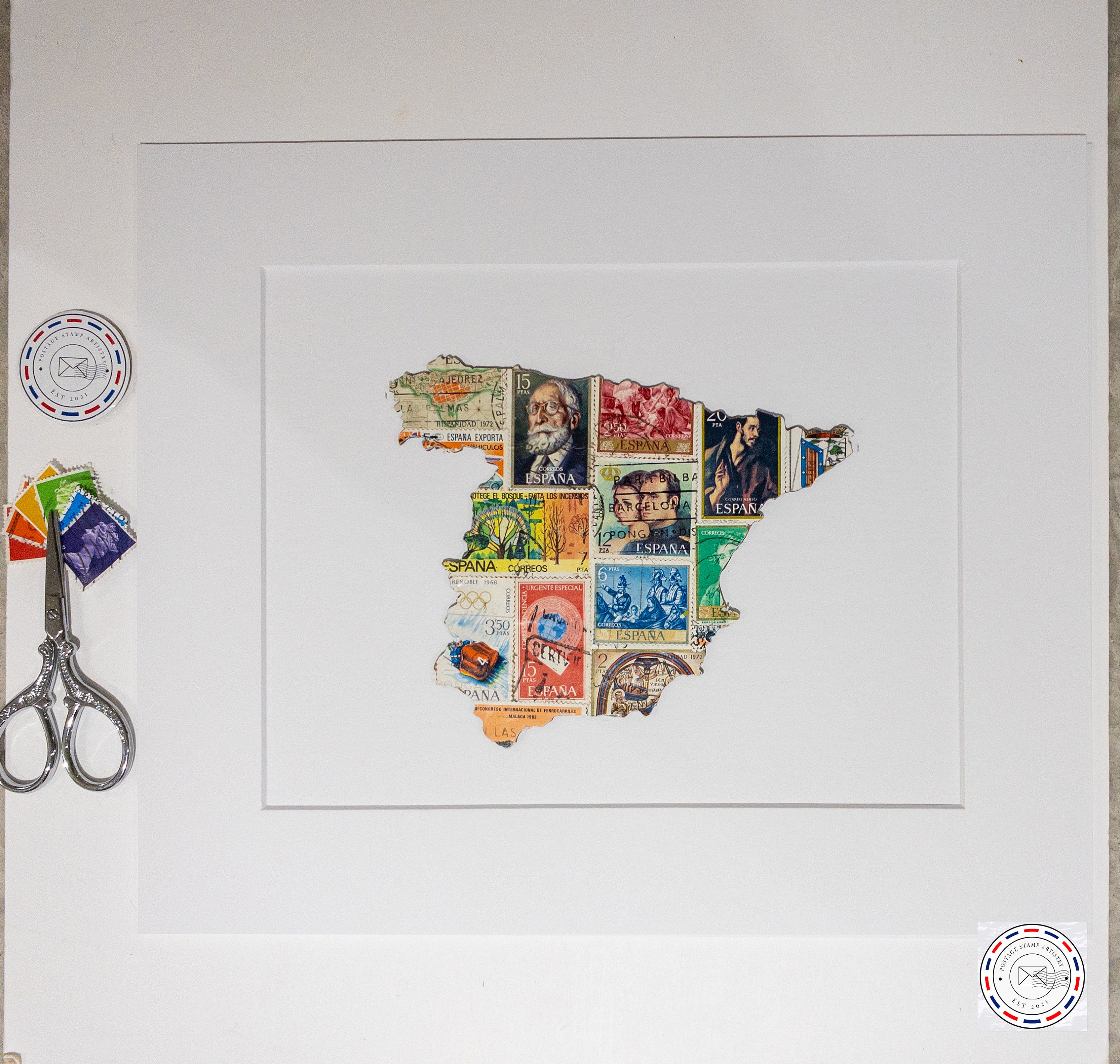 Postage Stamp Map of Spain /espana/ Country Map of - Etsy