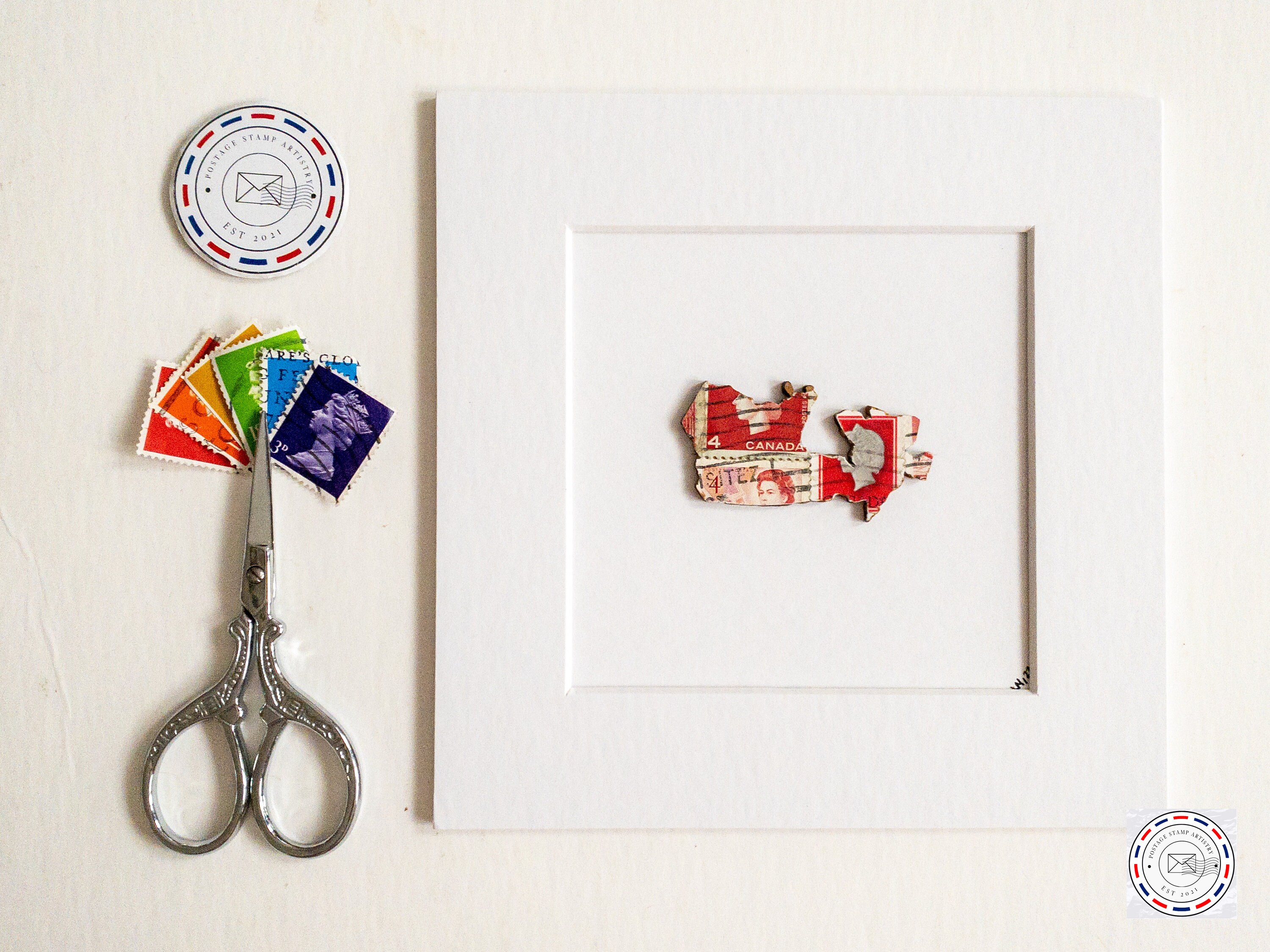 Postage Stamp Map of Canada/canadian Postage Stamps/country Map/map of ...