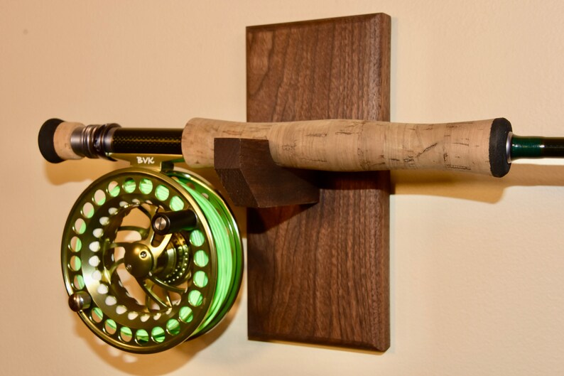 Fishing rod rack fly rod holder solid hardwood | Etsy