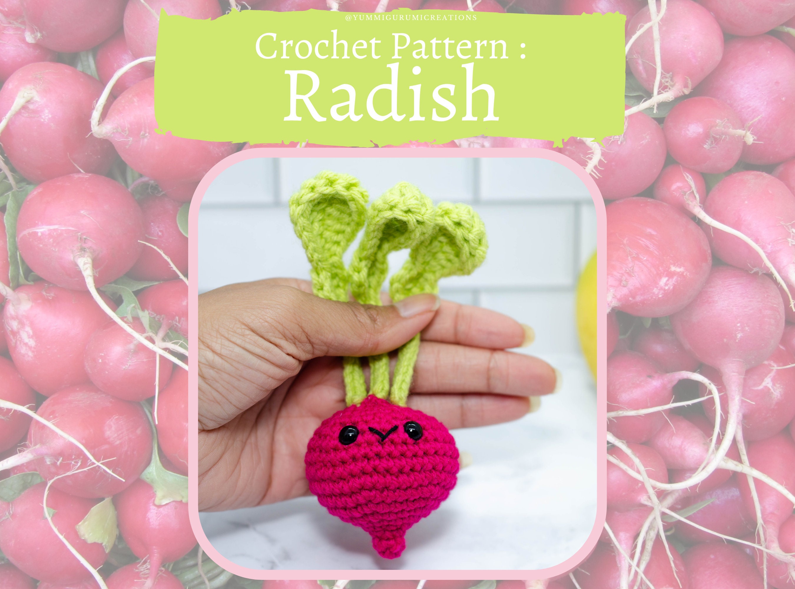 Adorable Kawaii Radish Crochet Pattern - DIY Amigurumi Vegetable Craft ...