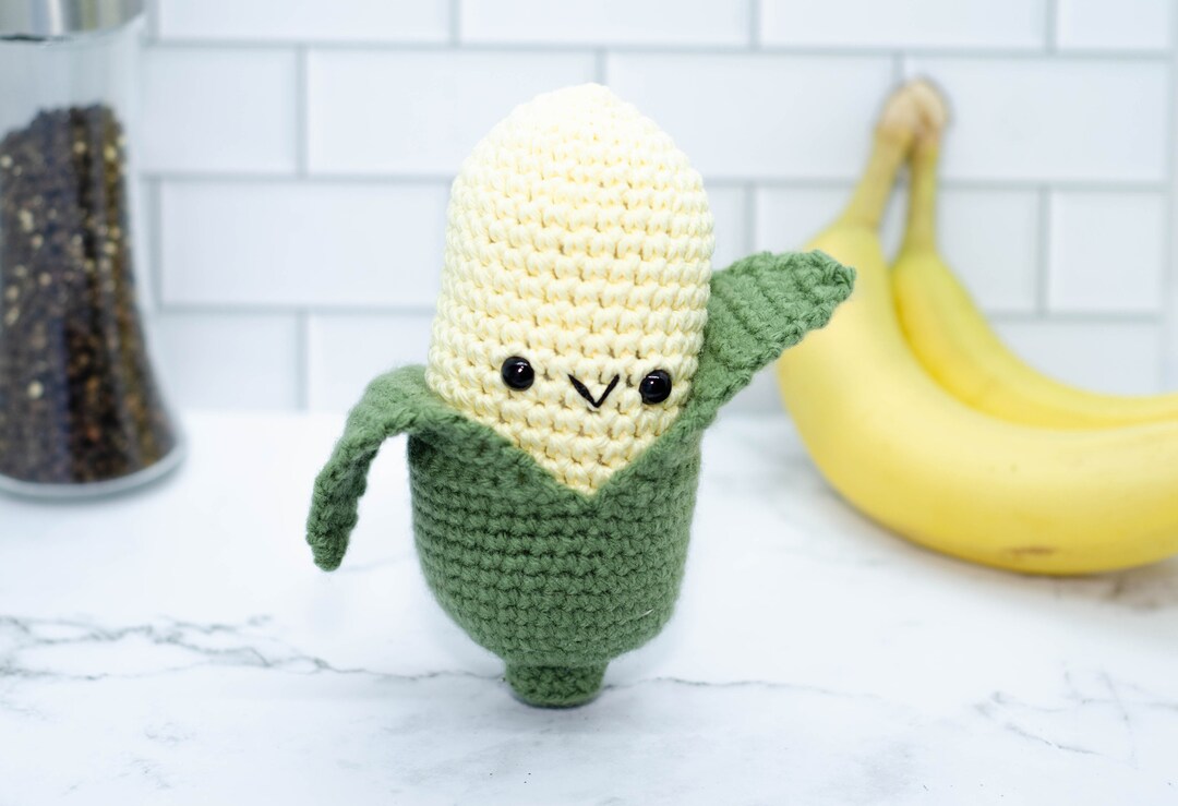 Crochet Corn Cute Doll Adorable Vegetable Produce Toy Pretend Dollhouse ...