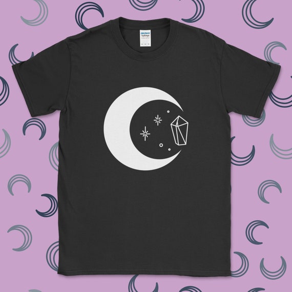 Crescent Moon T-shirt / Boho Style Tshirt / Crystal Shirt / - Etsy