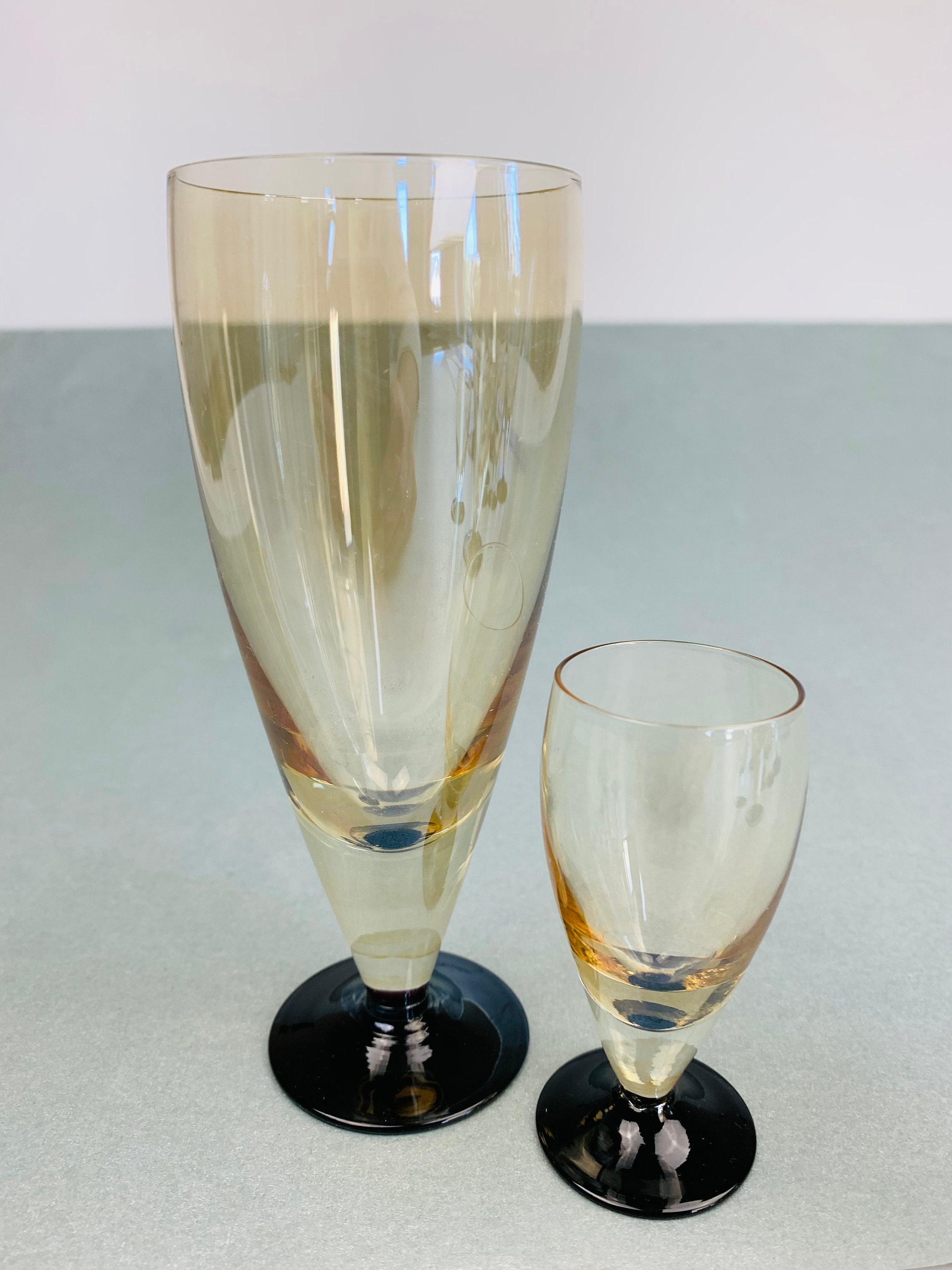 Soviet Vintage Glassware Set of 6 Champagne or Wine Glasses and Set of ...