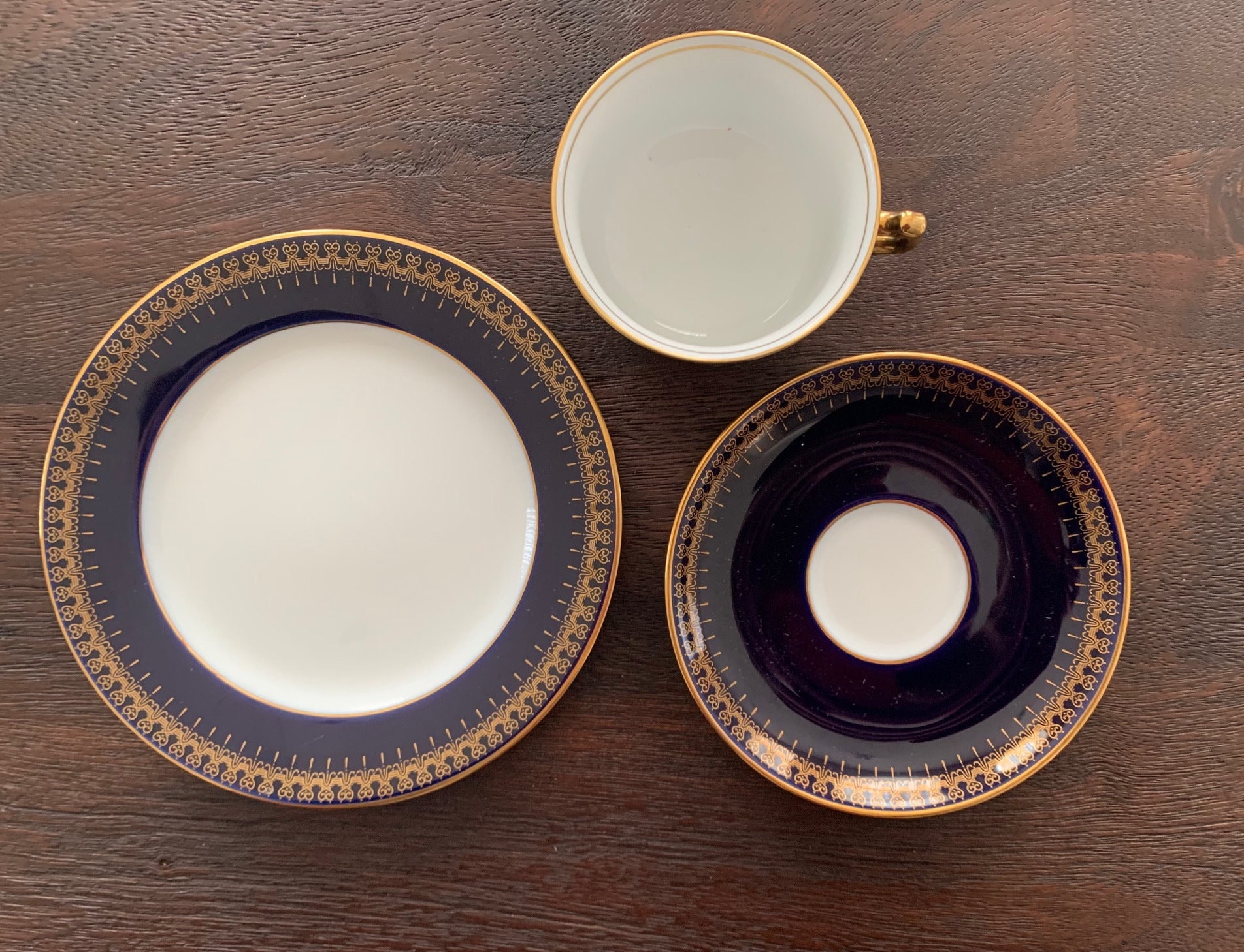 The Royal Cobalt Blue Coffee Trio Romanov Collection Cup Saucer With ...