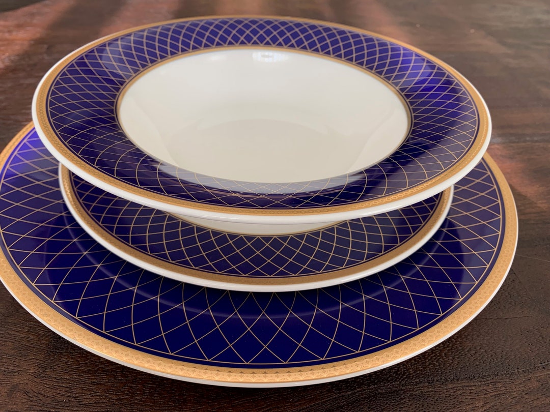Cobalt Royal Plates Set for 6 Persons Porcelain Plates Set of - Etsy