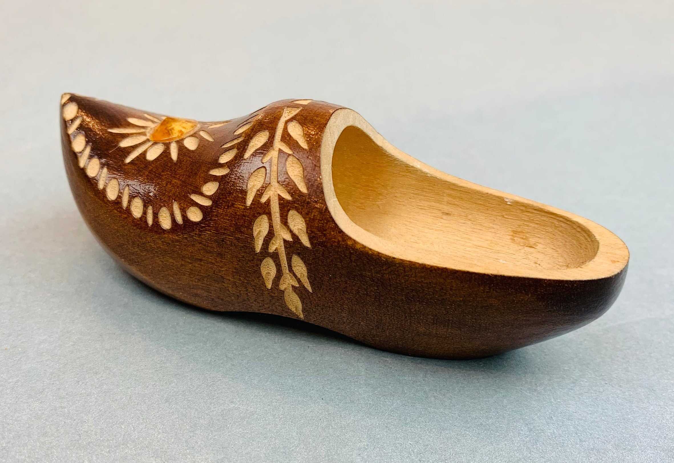 Vintage Wooden Clog Shoe Little Hand Carved Souvenir Baltic Folk Art ...