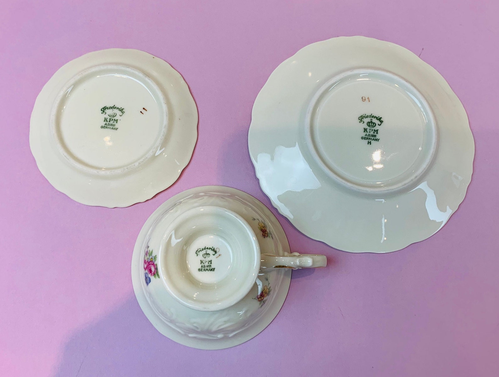 Vintage KPM AD 1831 Porcelain Coffee Set KPM Friederike Set of 3 ...