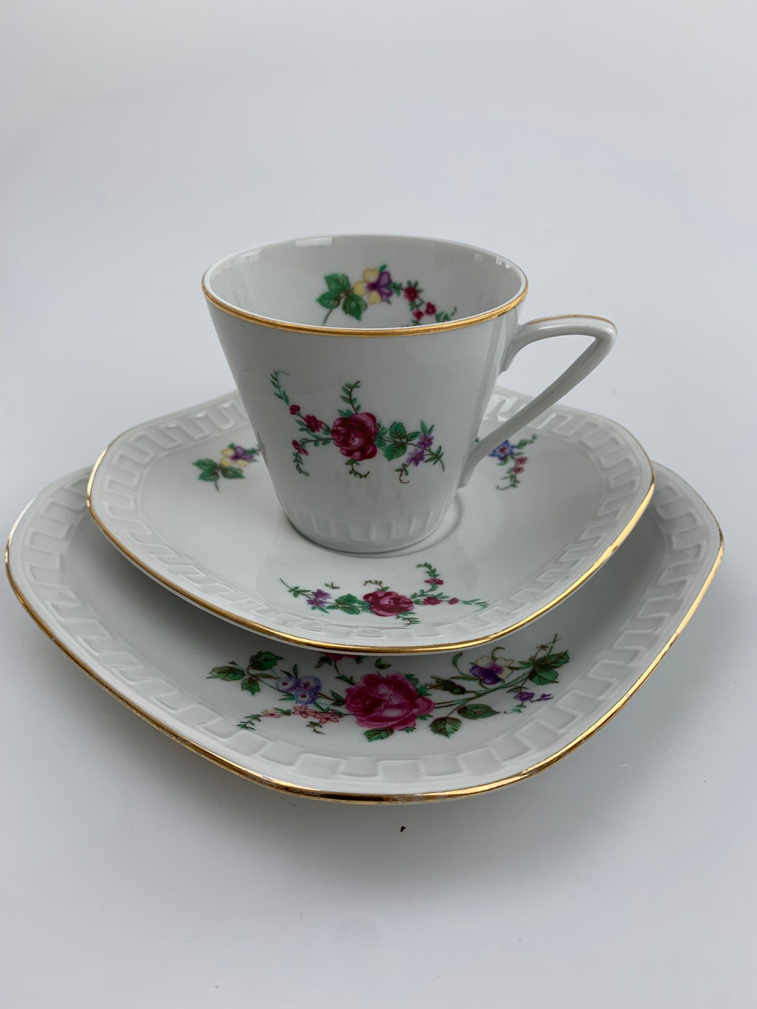 Vintage Wawel Coffee Cup Set Poland Square Breakfast Trio Set - Etsy