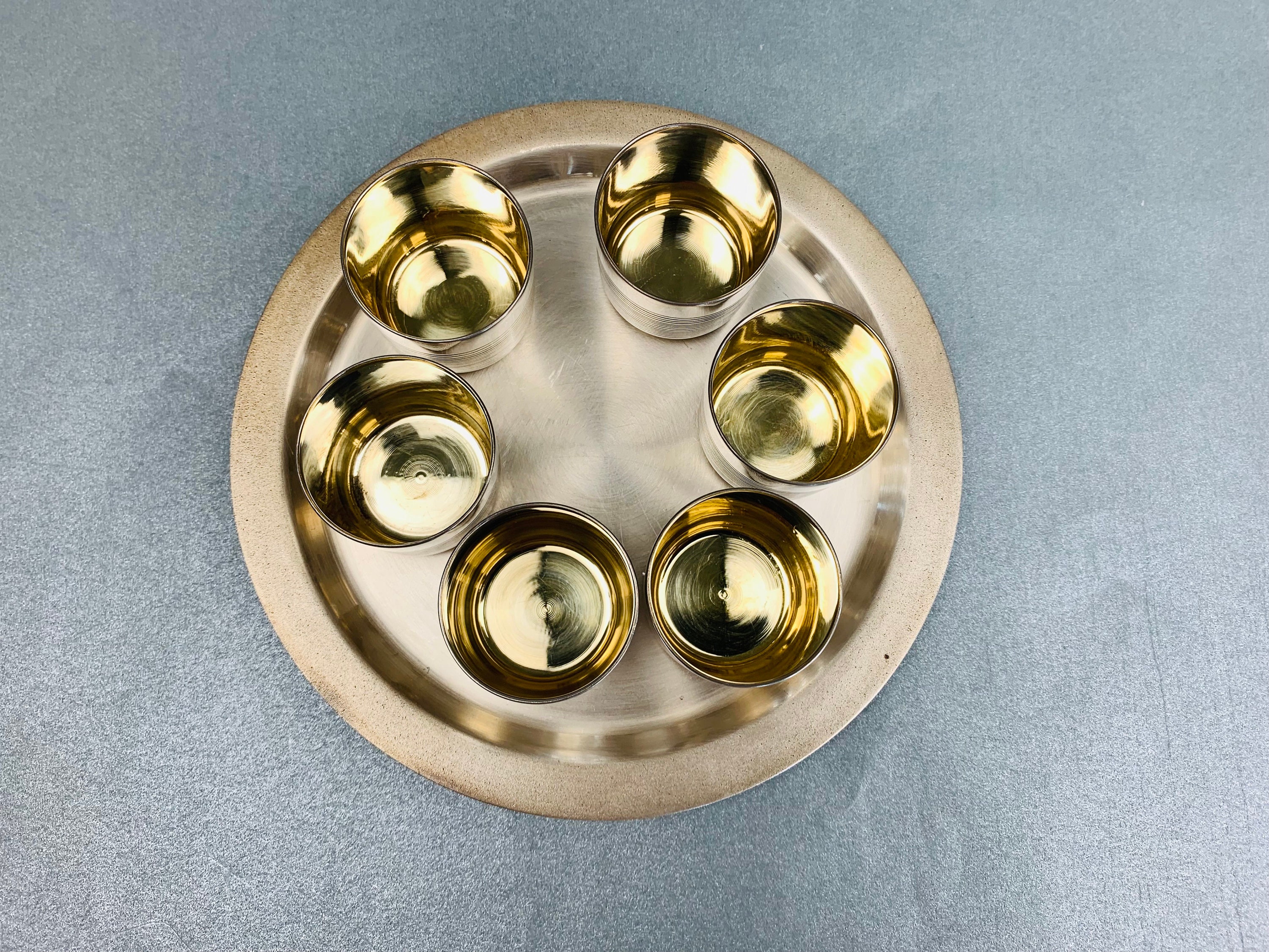 Vintage Soviet Set of 6 Mini Melchior Cups Silver Plated Set With Tray ...
