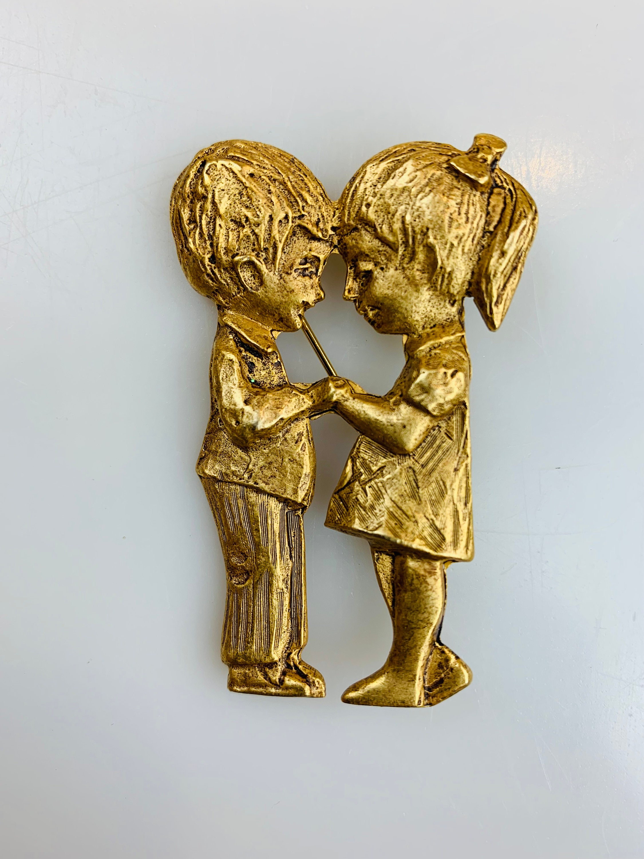 Vintage 1980s Brooch Luca Razza Young Love Girl & Boy Brooch - Etsy