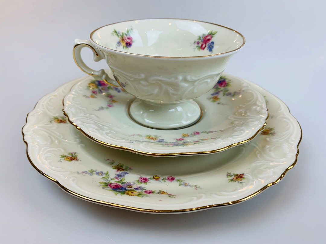 Vintage KPM AD 1831 Porcelain Tea Trio KPM Friederike Set of 3 Includes ...