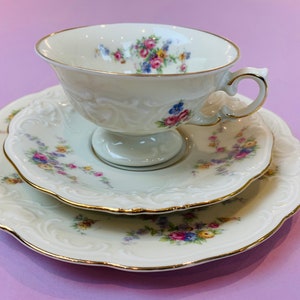 Vintage KPM AD 1831 Porcelain Tea Trio KPM Friederike Set of 3 Includes ...
